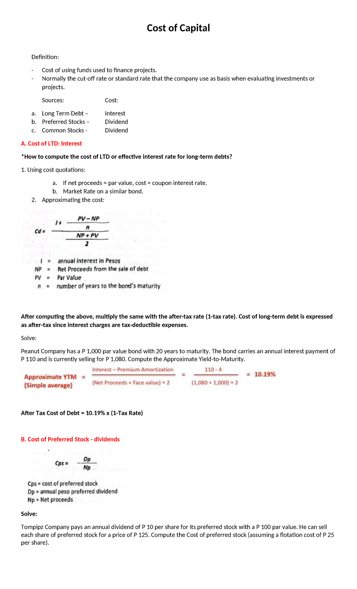 Cost of Capital (FIN 301) - Comprehensive Study Guide - Studocu
