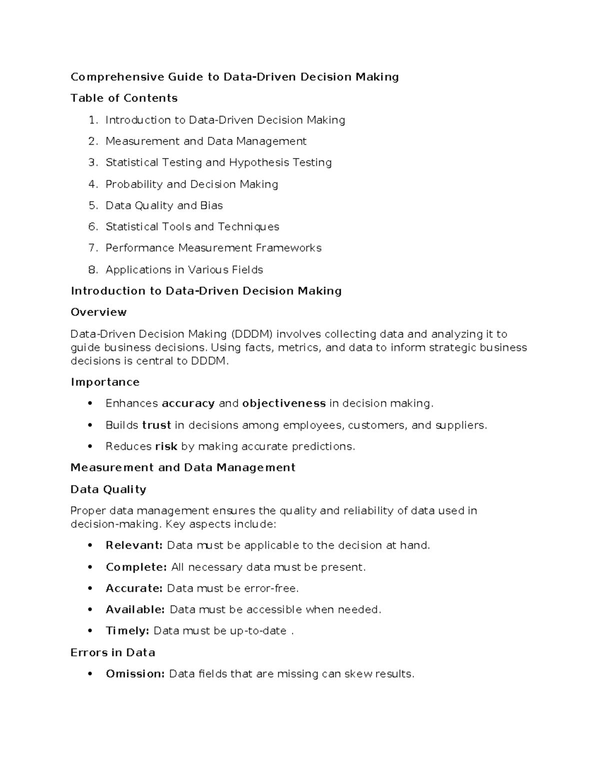 Comprehensive Guide to Data-Driven Decision Making C207 - Studocu