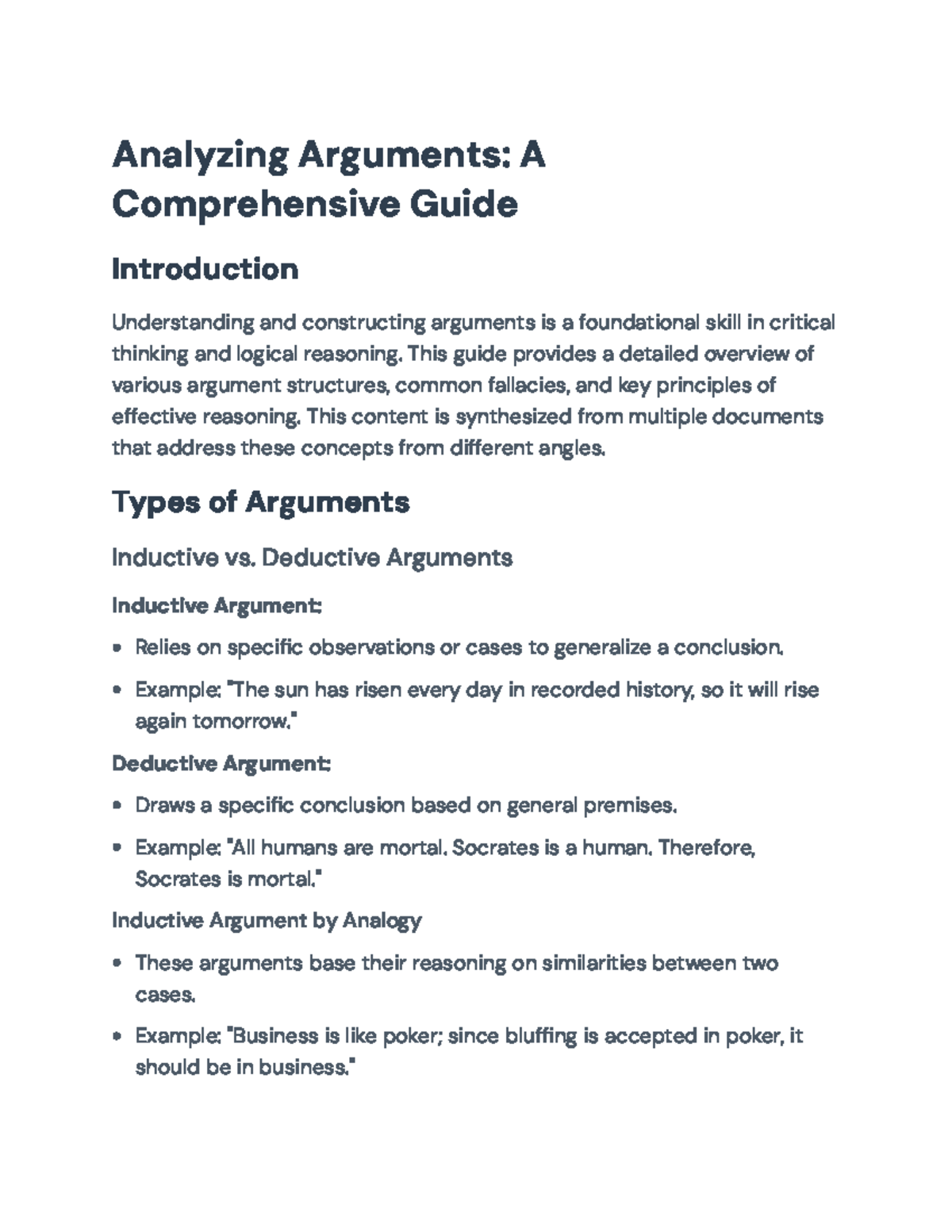 Analyzing Arguments: A Guide to Logical Fallacies and Reasoning ...