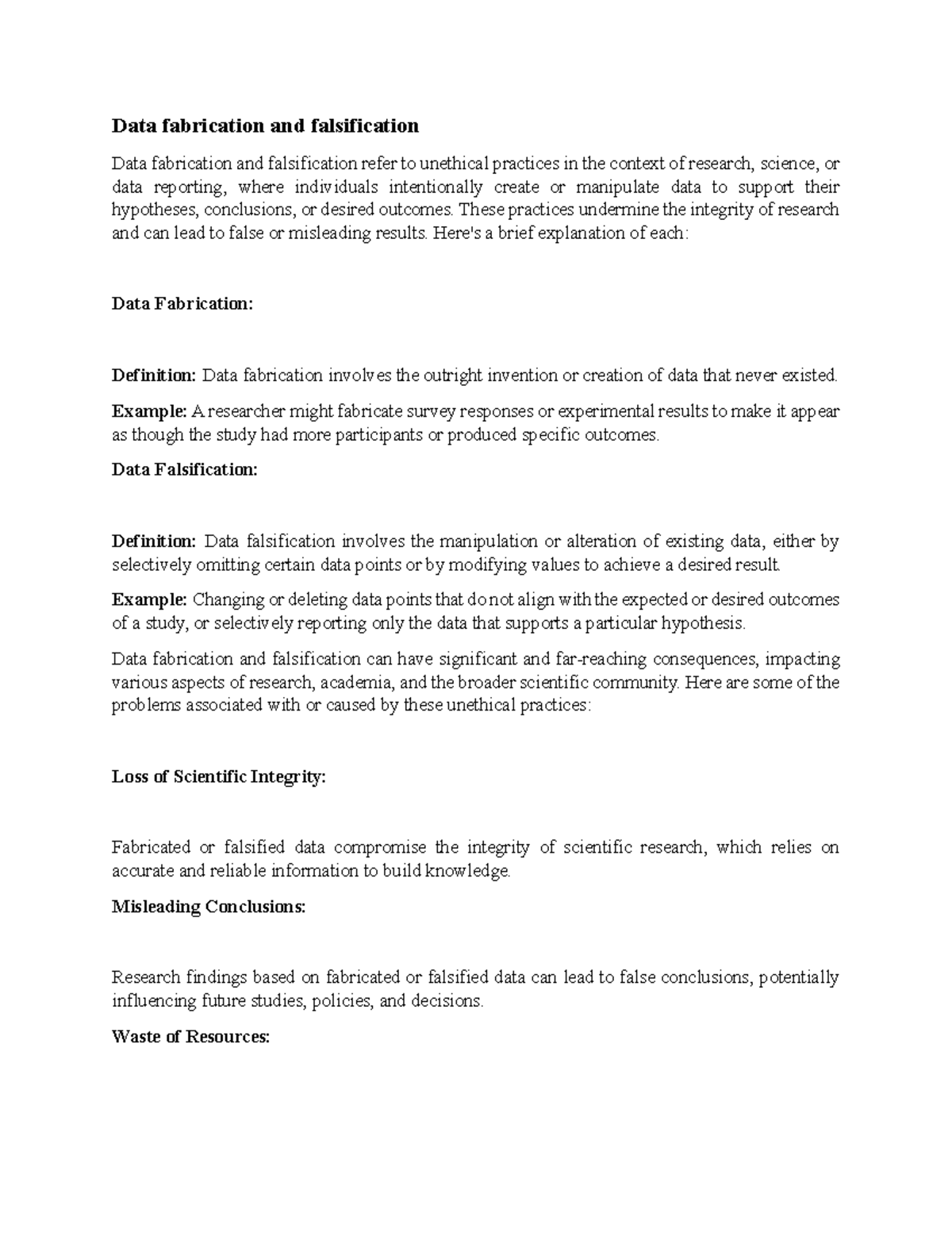 Understanding Data Fabrication and Falsification in Research Ethics ...