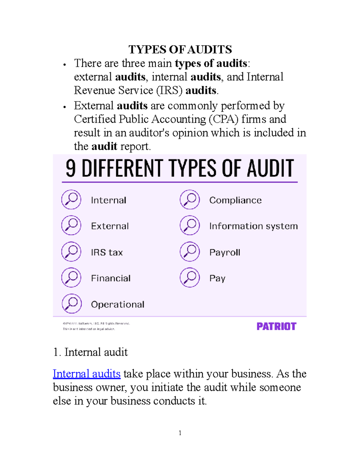 3 Types Of Internal Audit
