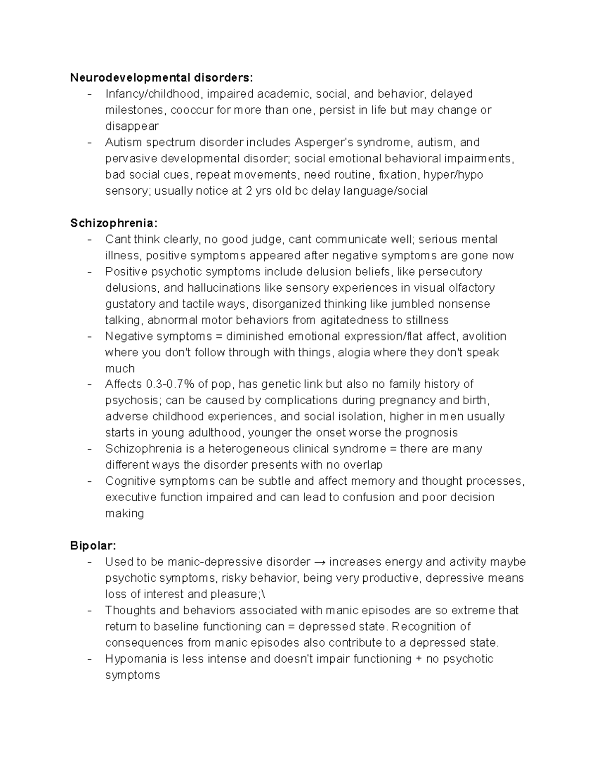 Psy 1102 - Overview of Neurodevelopmental and Psychotic Disorders - Studocu
