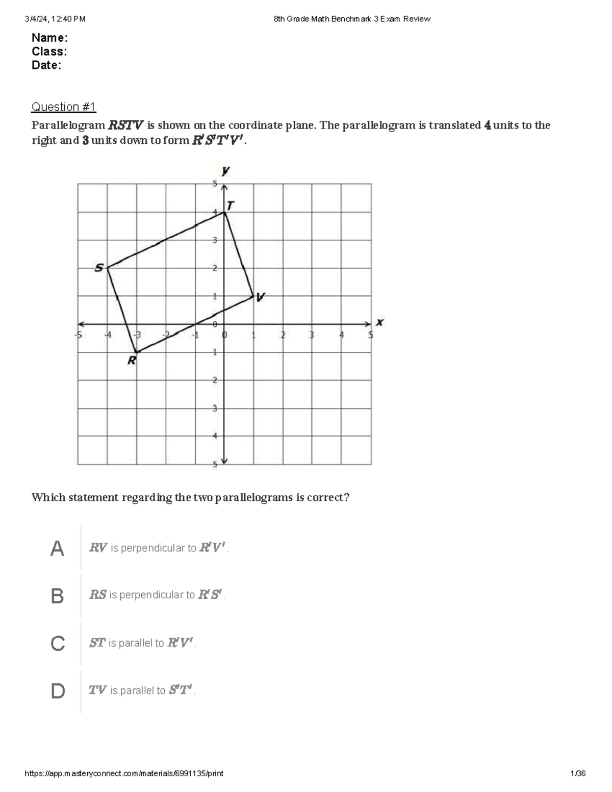 8th Grade Math Benchmark 3 Exam Review Guide - Studocu
