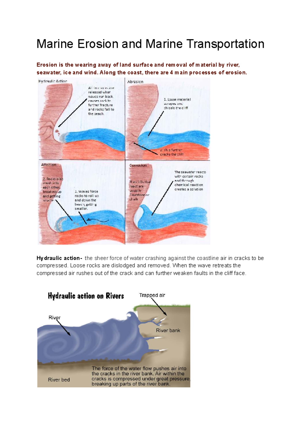 Marine Erosion and Transportation Processes: An Overview - Studocu