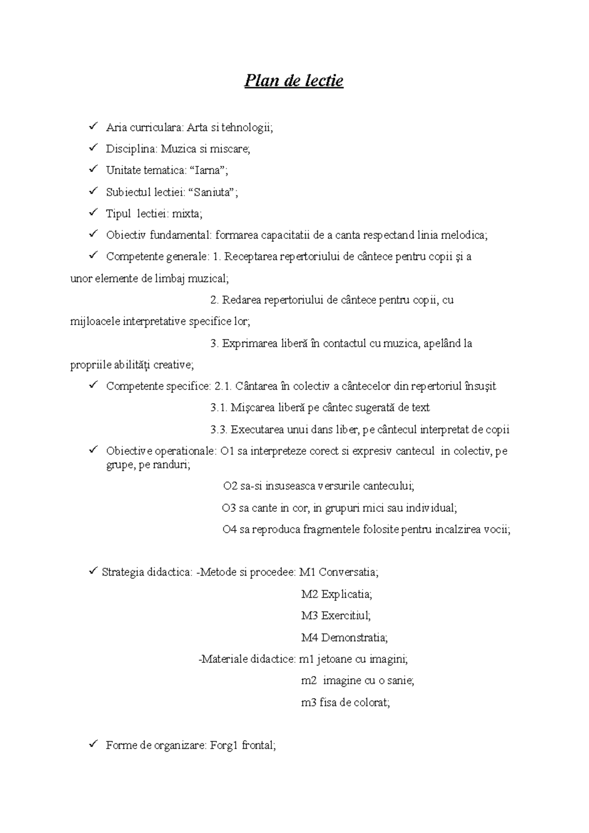 MM0 - .... - Plan de lectie Aria curriculara: Arta si tehnologii ...