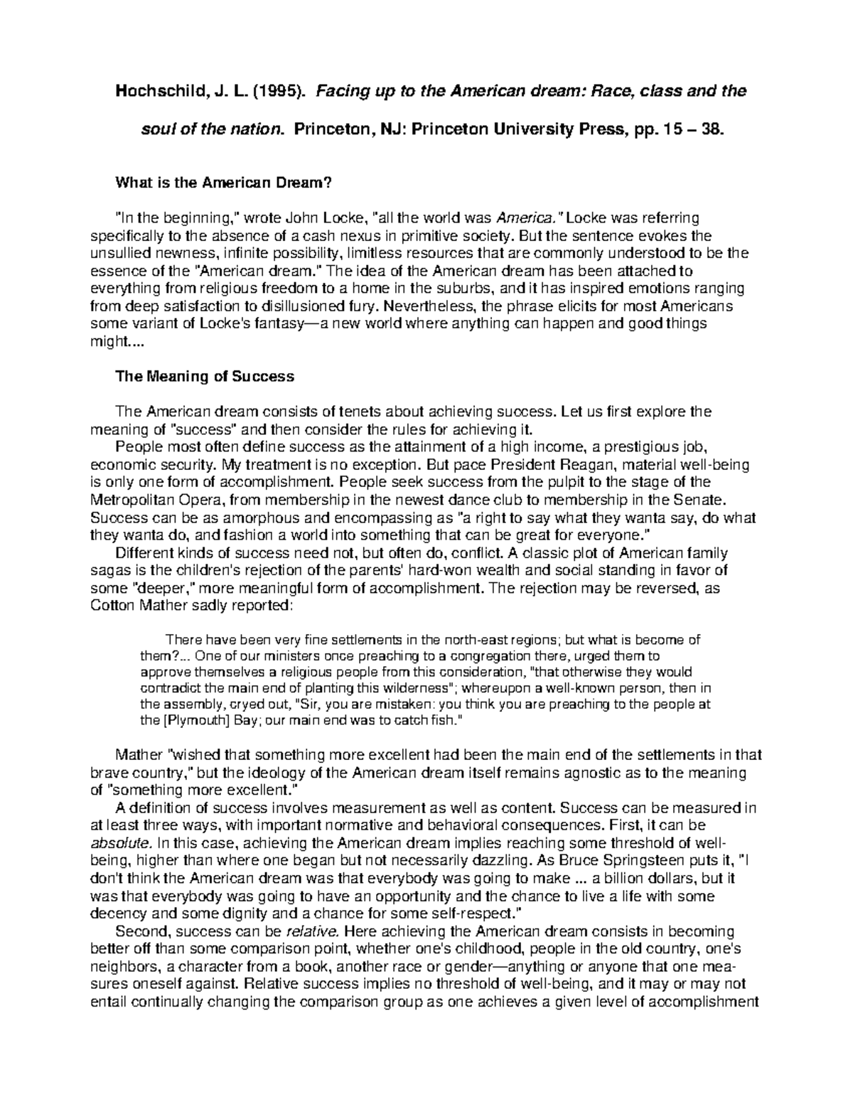 American Dream Analysis: Race, Class, and Success in Society (SOC 101 ...