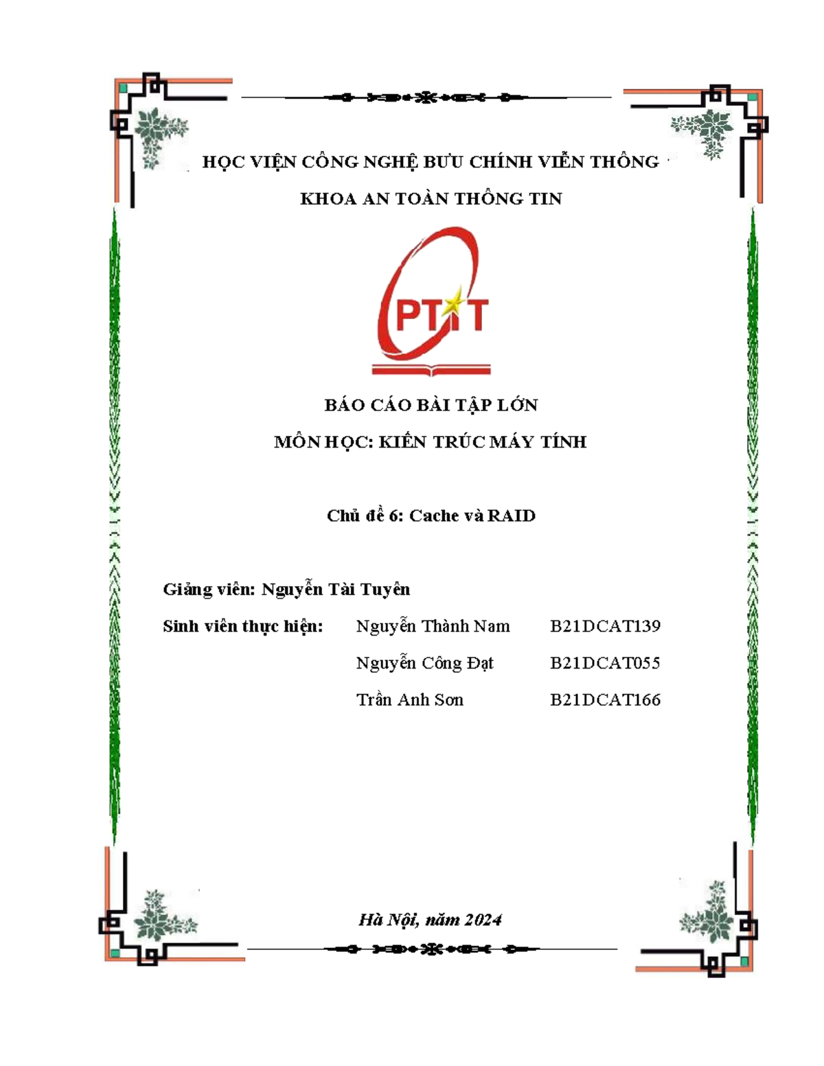 KTMT BTL Nhóm 2: Cache và RAID - Phân Tích và Ứng Dụng - Studocu