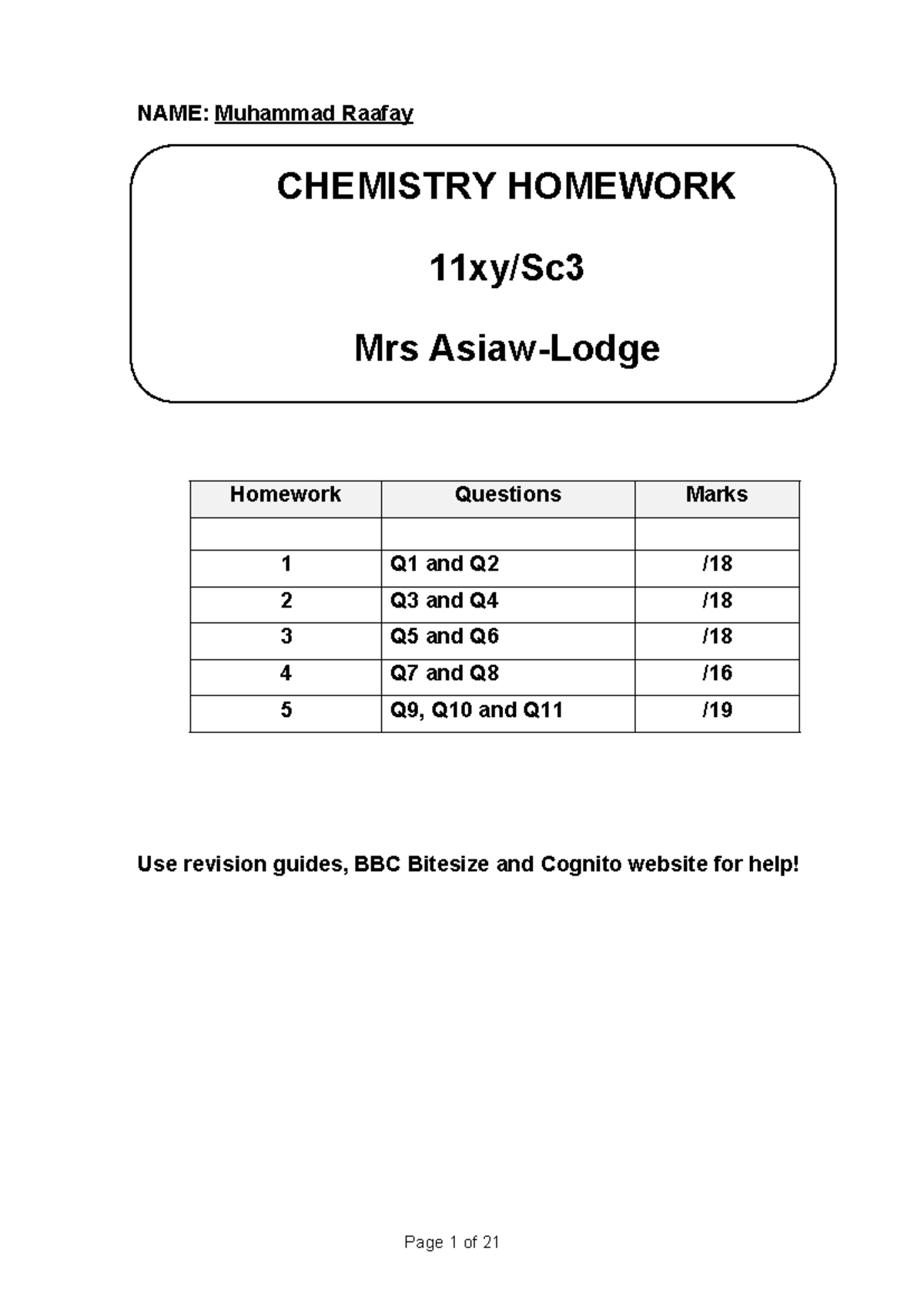 Chemistry Homework Questions & Answers - CHEM 101 - Studocu