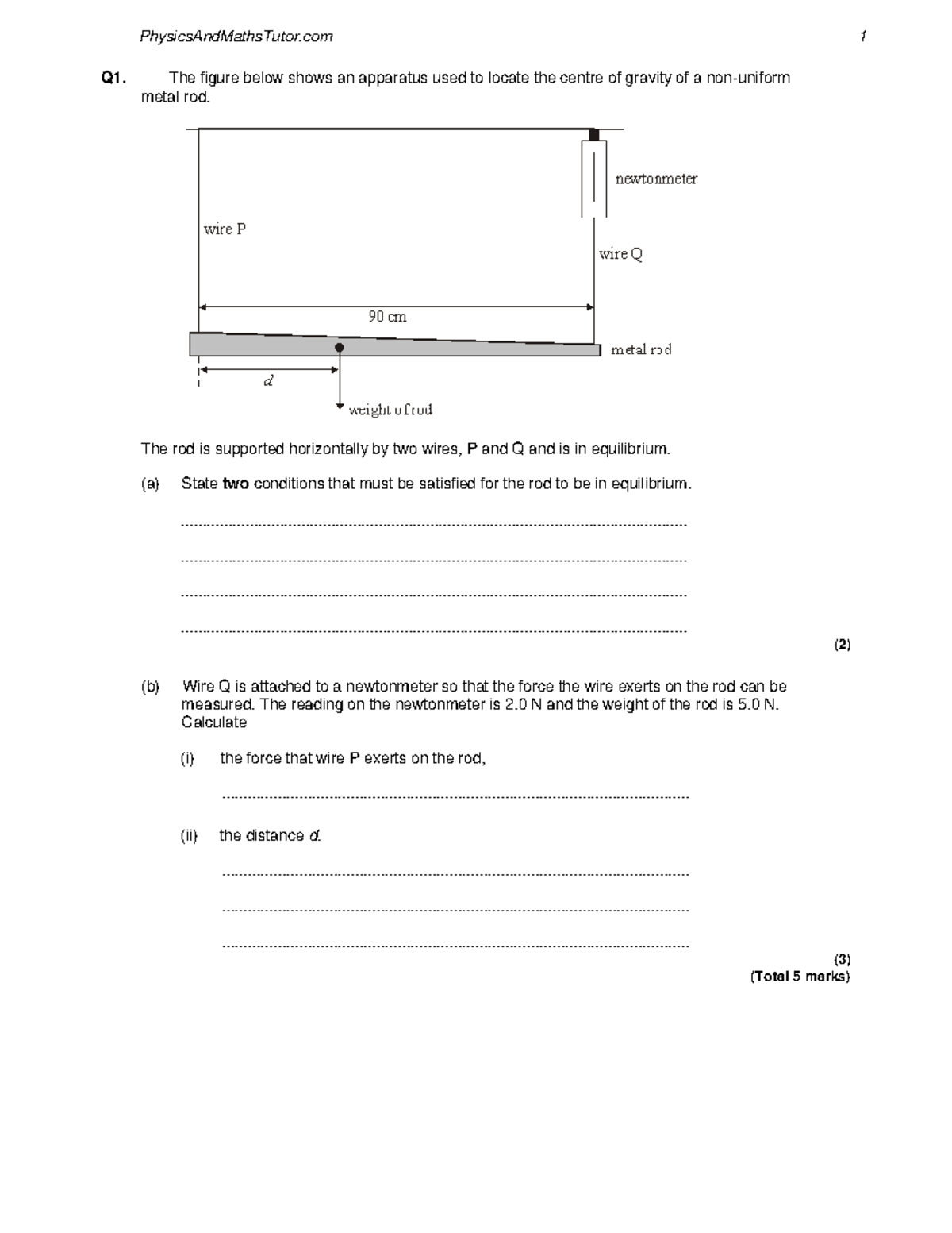 Resolving Moments - Practice Material for Physics Q1-Q14 - Studocu