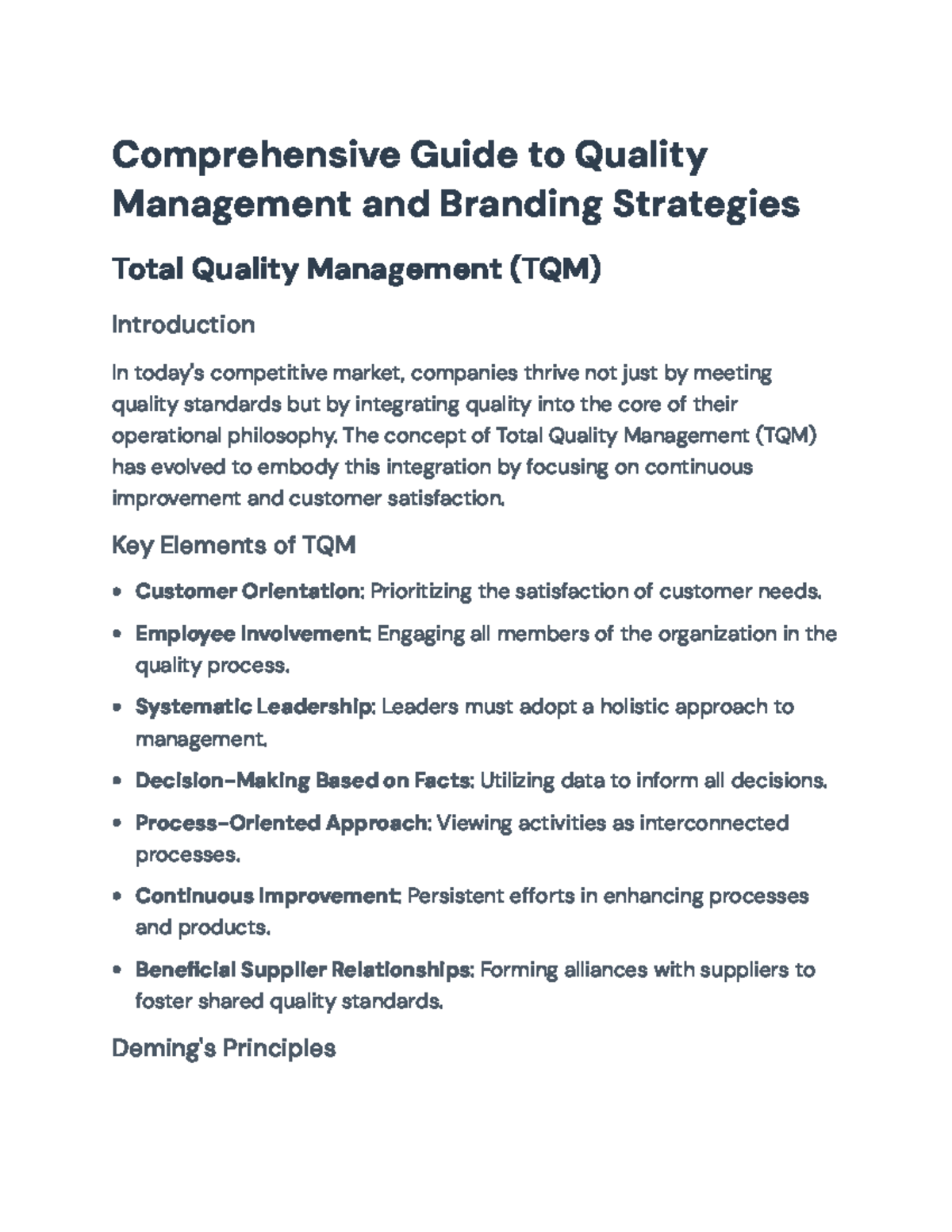 Total Quality Management (TQM) and Branding Strategies Guide ...