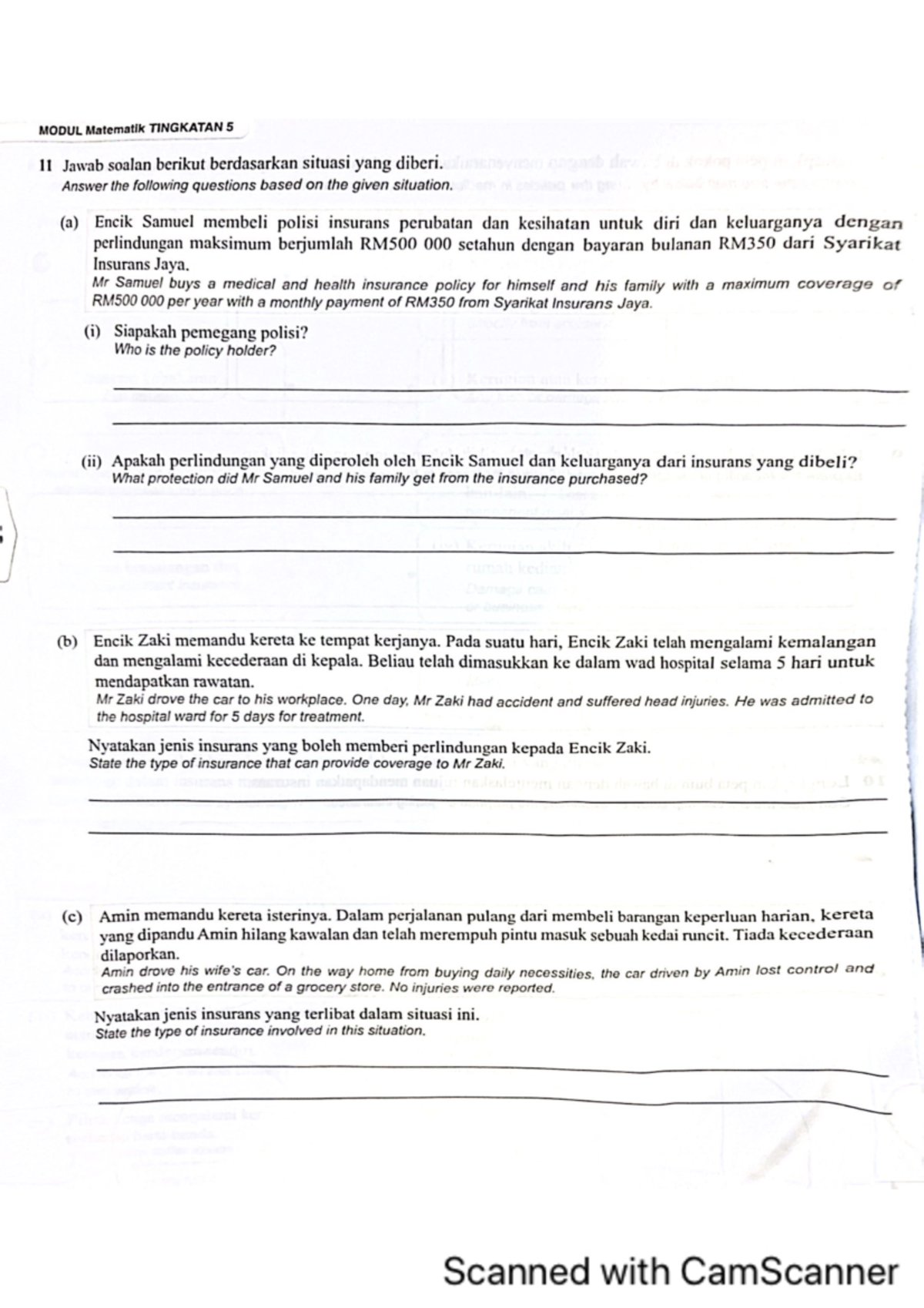 Latihan Pengukuhan Insurans & Premium - Matematik T5, Bab 3 2024 - Studocu