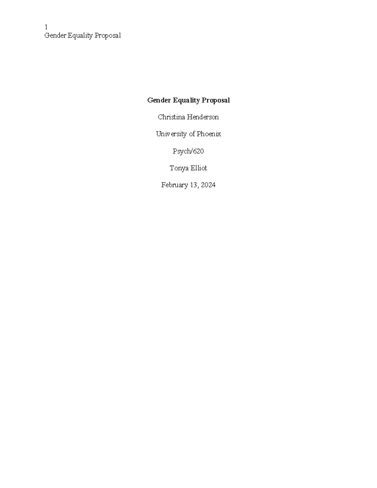 Gender Equality Proposal in Healthcare: Psych 620 Week 5 Insights - Studocu