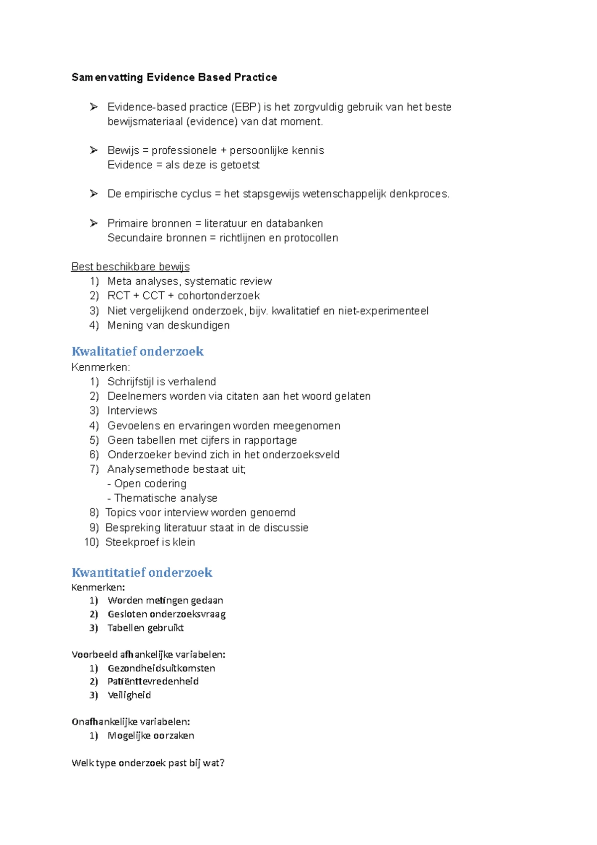 EBP 2 - Samenvatting EBP 2.3 - EBP 2- Evidence-based practice Bewijs ...