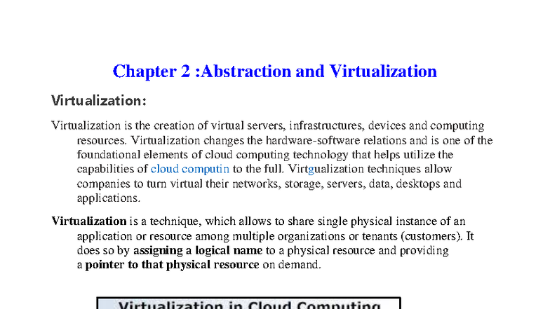 Chapter 2: Virtualization and Abstraction in Cloud Computing - Studocu