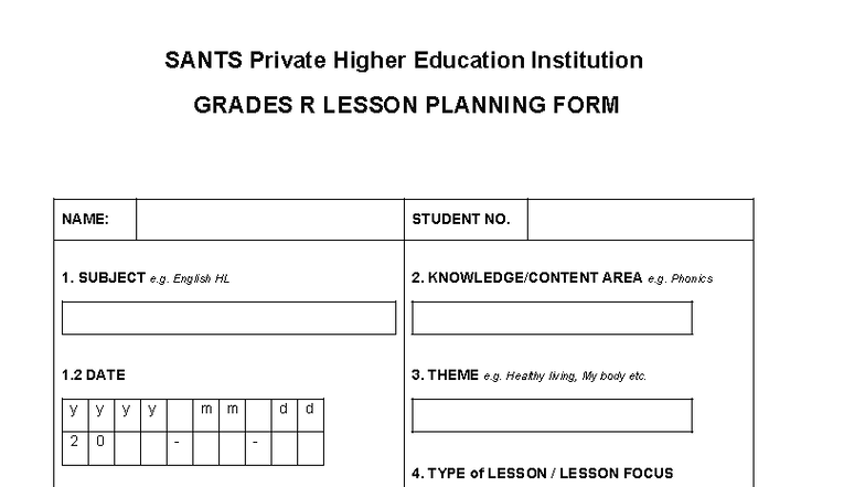 Gr. R English HL Lesson Plan Template for Effective Teaching - Studocu