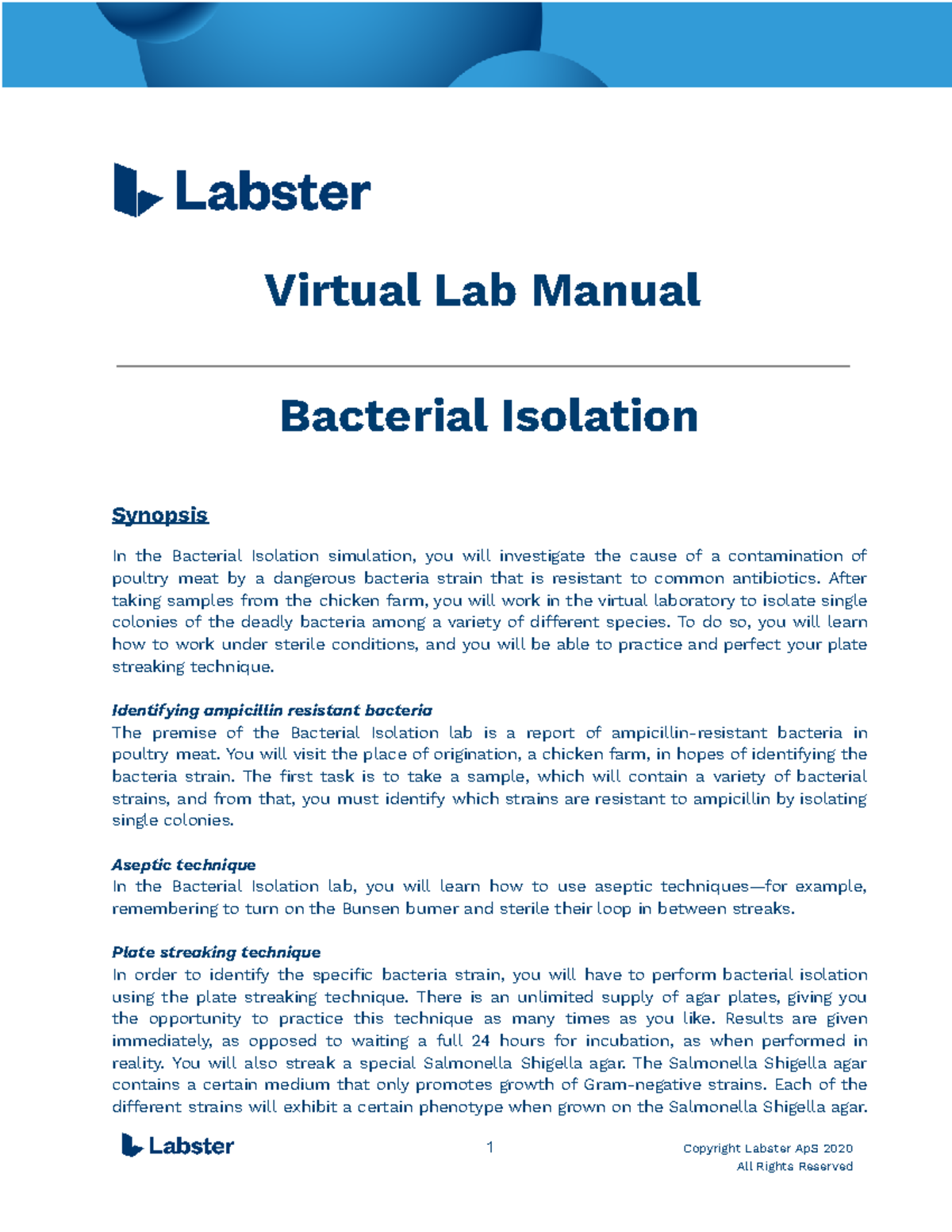 Lab Manual: Bacterial Isolation Techniques and Aseptic Methods - Studocu