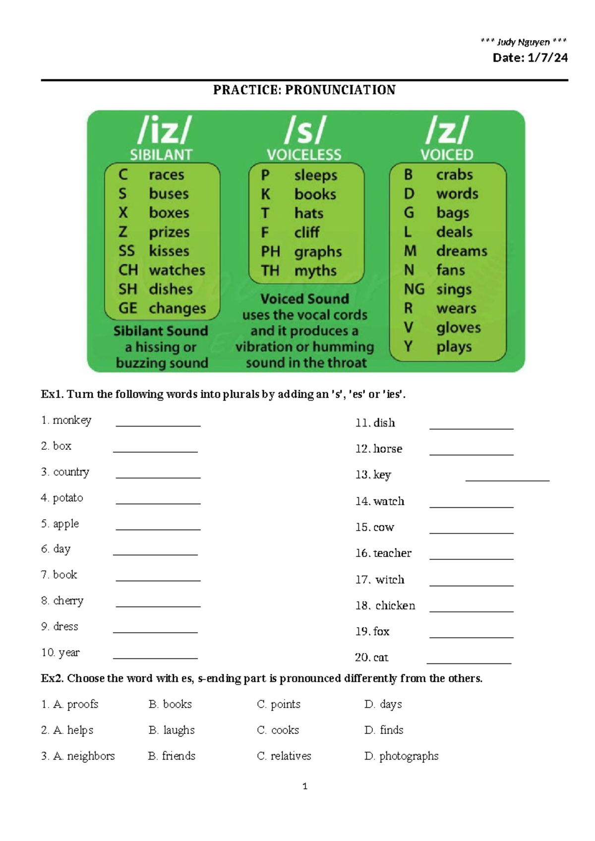 1 - Coursework: Pronunciation Practice and Exercises for ESL Students ...