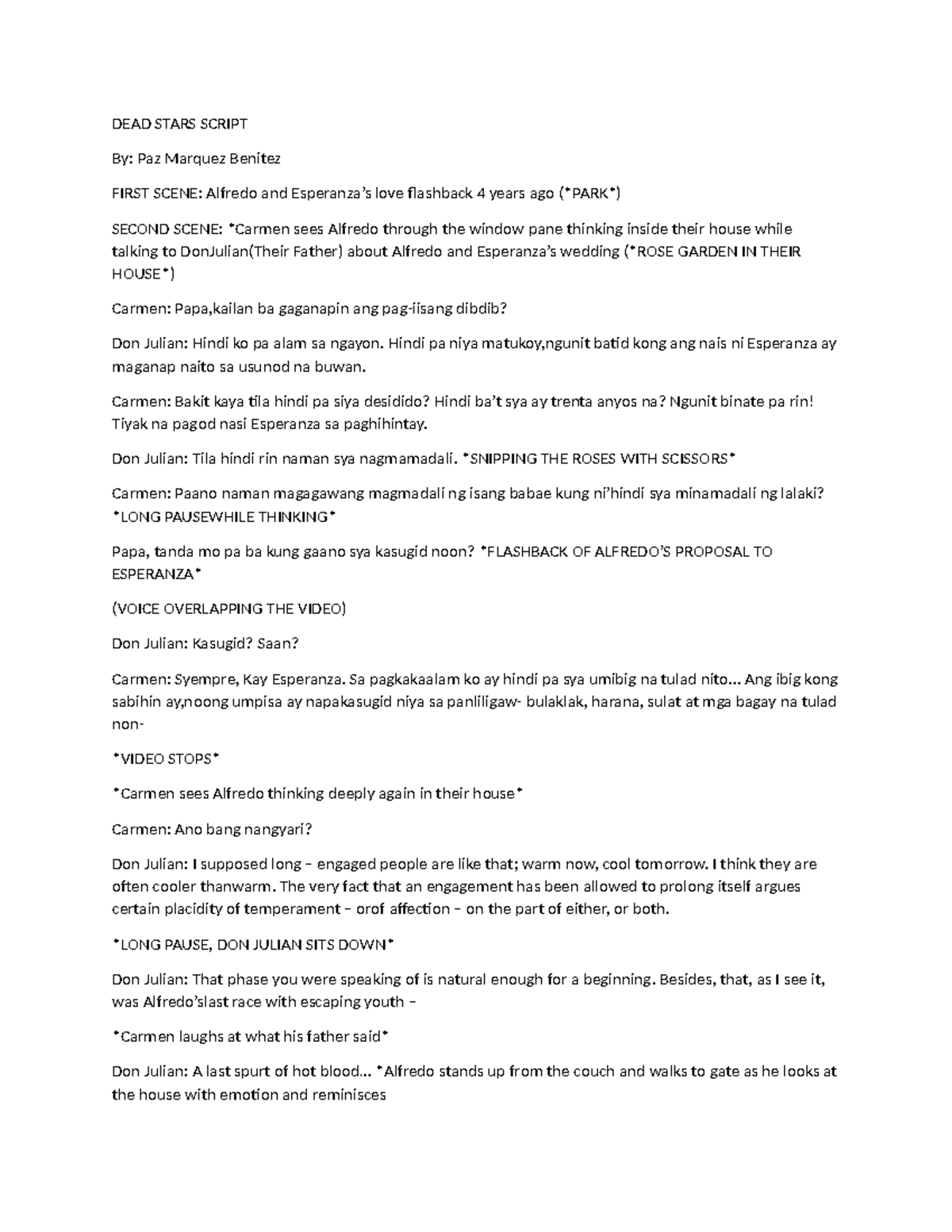DEAD STARS Script Analysis: A Scene-by-Scene Breakdown - Studocu