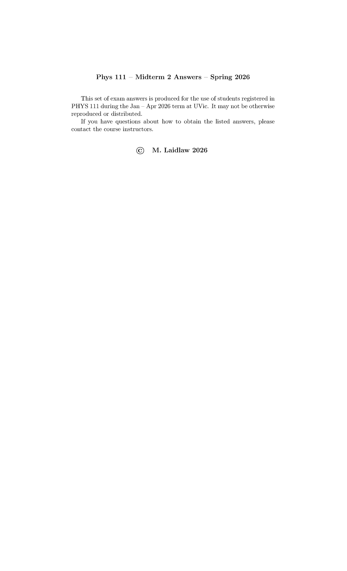 Phys111 Midterm 2 Answers - Spring 2026 - Studocu