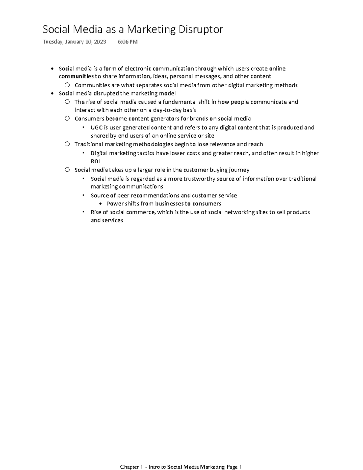 Chapter 1 - Overview of Social Media Marketing Principles - Studocu