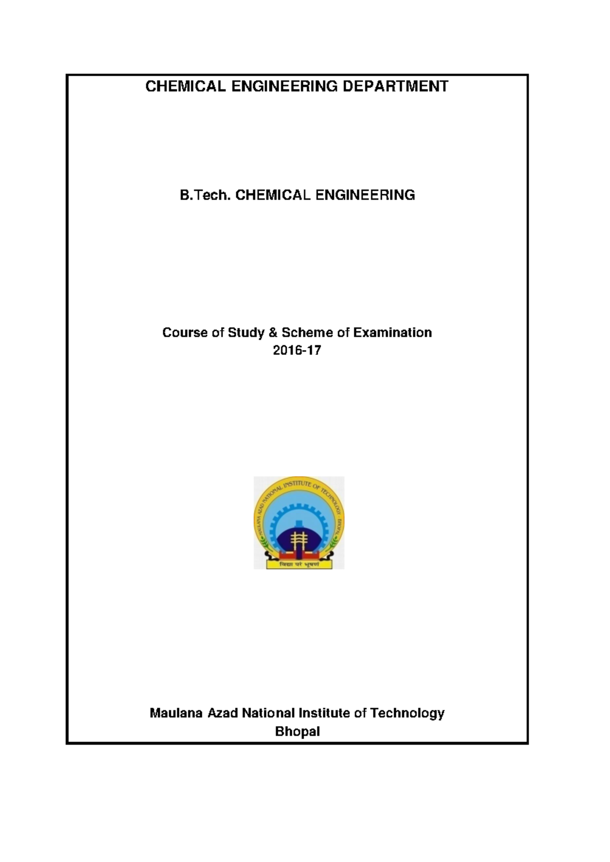 B. Tech. Chemical Engineering Course Structure and Syllabus Overview ...