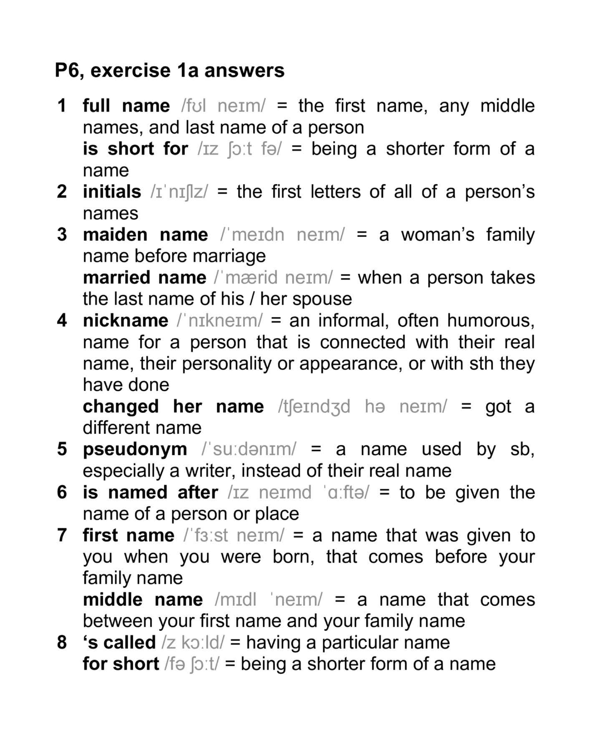 ENG4I: Intermediate Plus Students Book - Answer Key for Exercises P6-P14 - Studocu