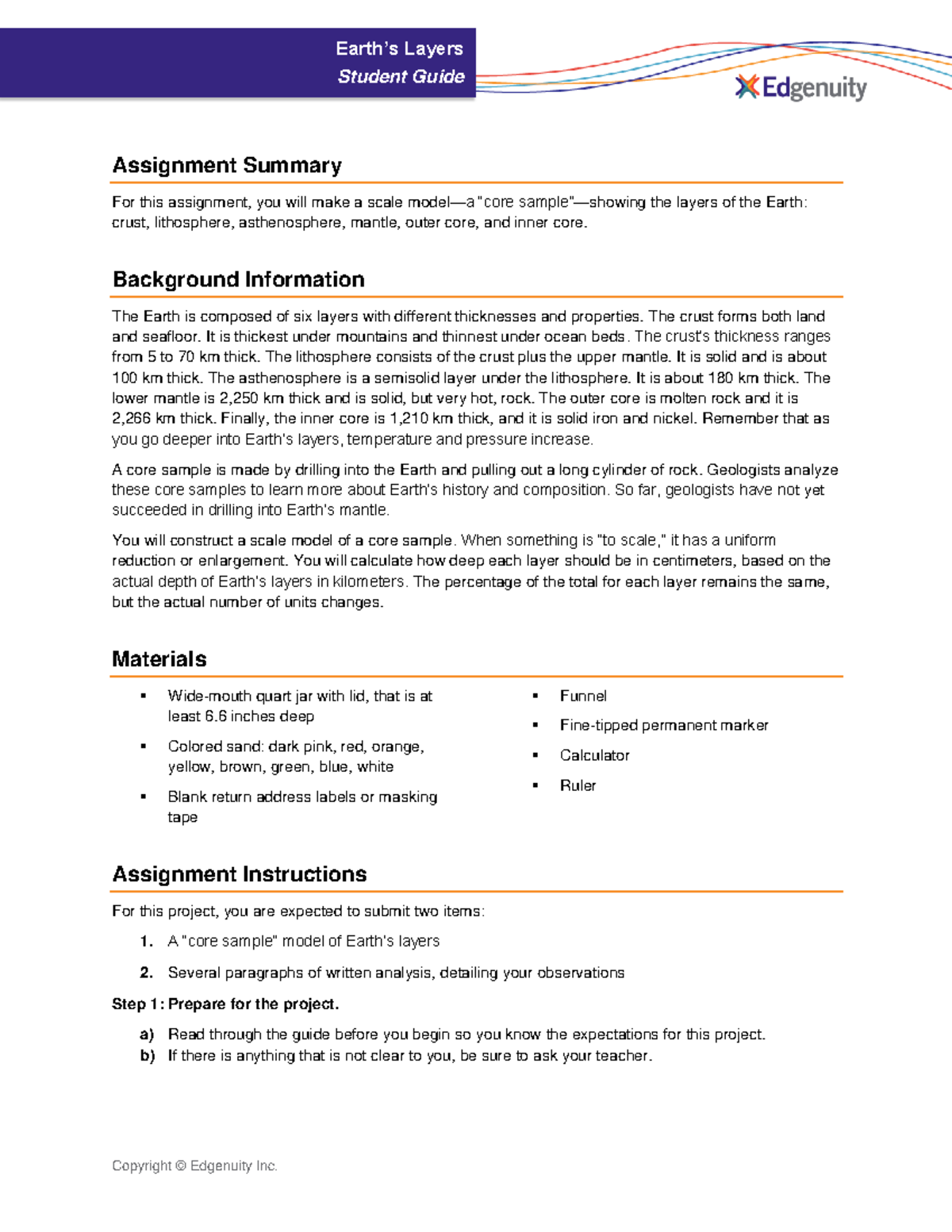 Earth's Layers: Core Sample Project Guide (Science 101) - Studocu