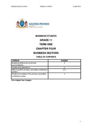 Teachers COPY 2024 BSTD Grade 11 Notes Chapter 3 - BUSINESS STUDIES ...