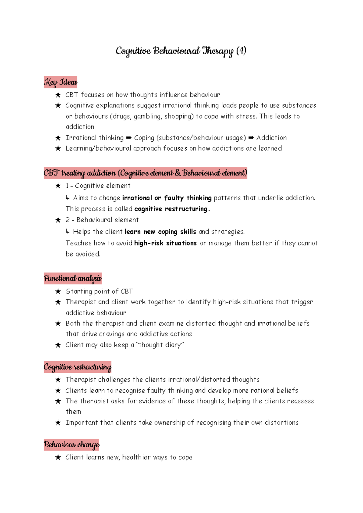 Cognitive Behavioural Therapy (CBT) for Addiction: Key Concepts and ...
