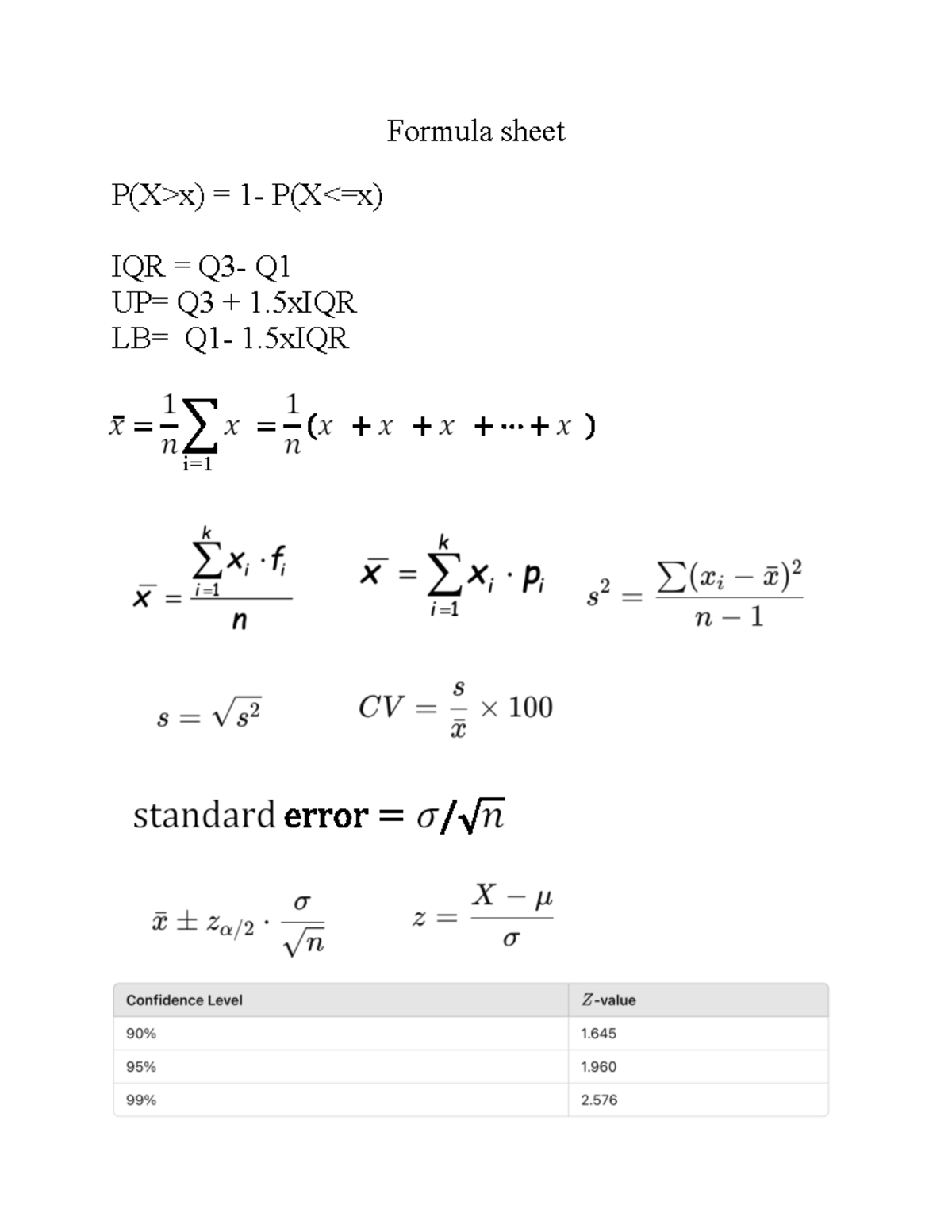 Formula sheet - none - Calculus and Analytic Geometry I - Formula sheet ...