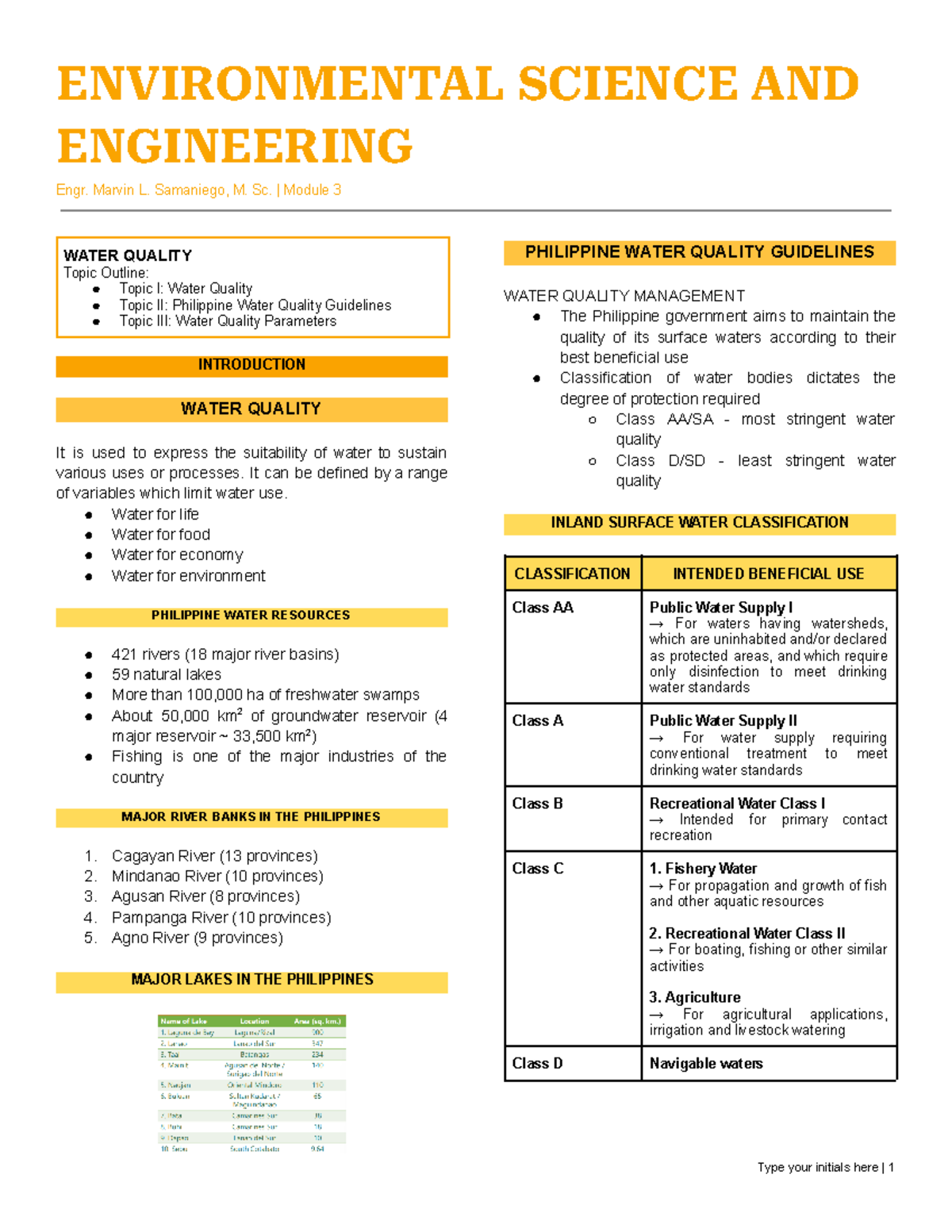 ENIV Module 3 - trans - ENVIRONMENTAL SCIENCE AND ENGINEERING Engr ...