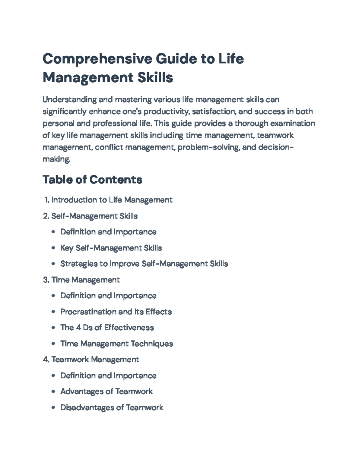 Comprehensive Guide to Life Management Skills (Course Code: LIFM101 ...