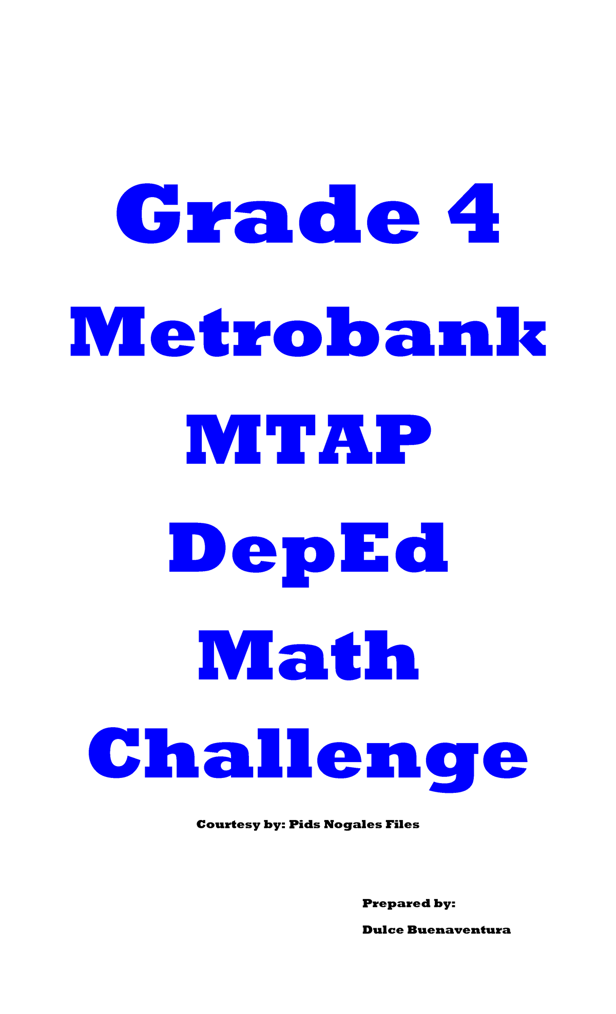 MTAP-4 - Practice Math Problems for Grade 4 Students - Studocu