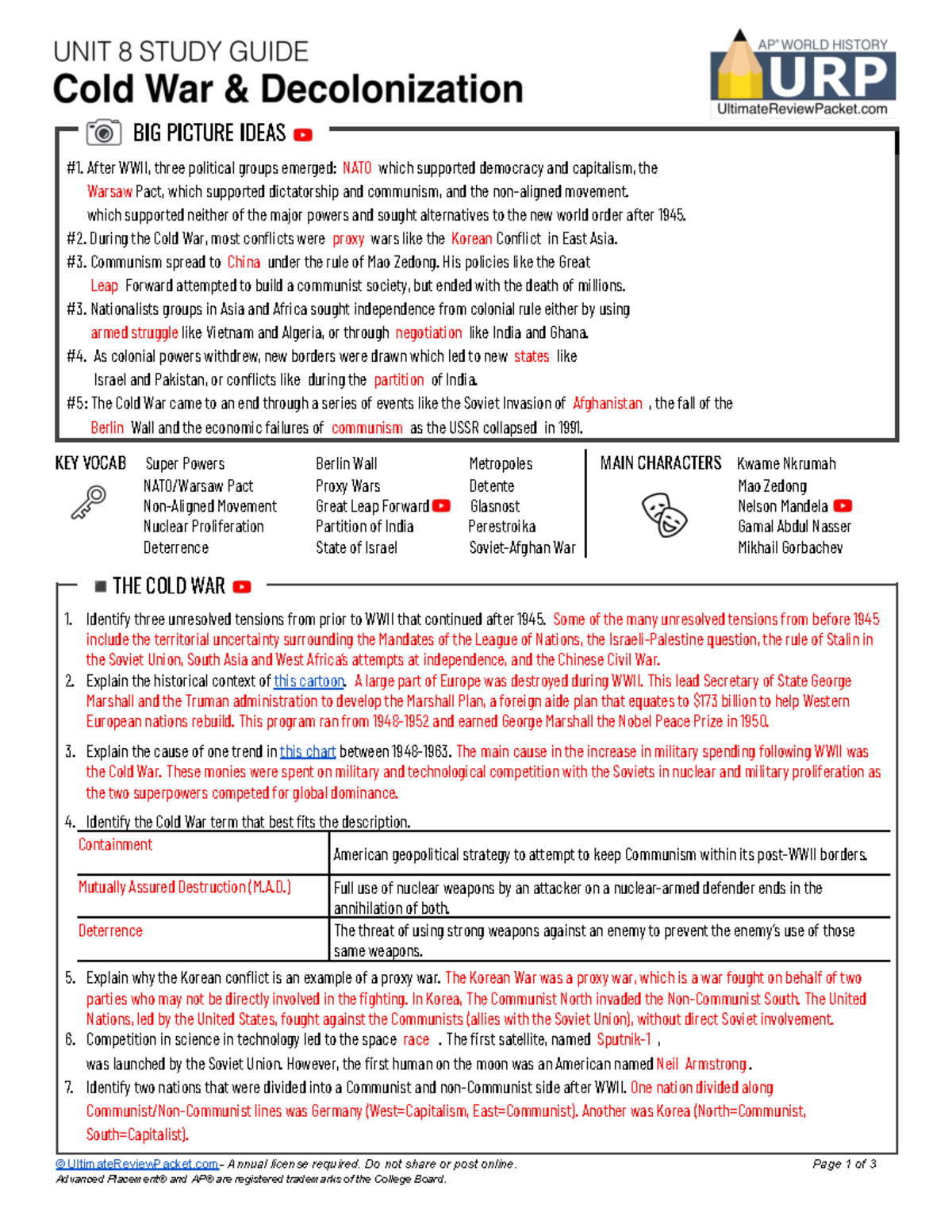 AP World History Unit 8: Cold War and Decolonization Study Guide - Studocu