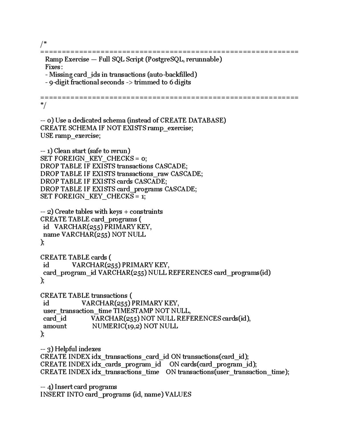 SQL Script for Transactions and Card Management (PostgreSQL) - Studocu