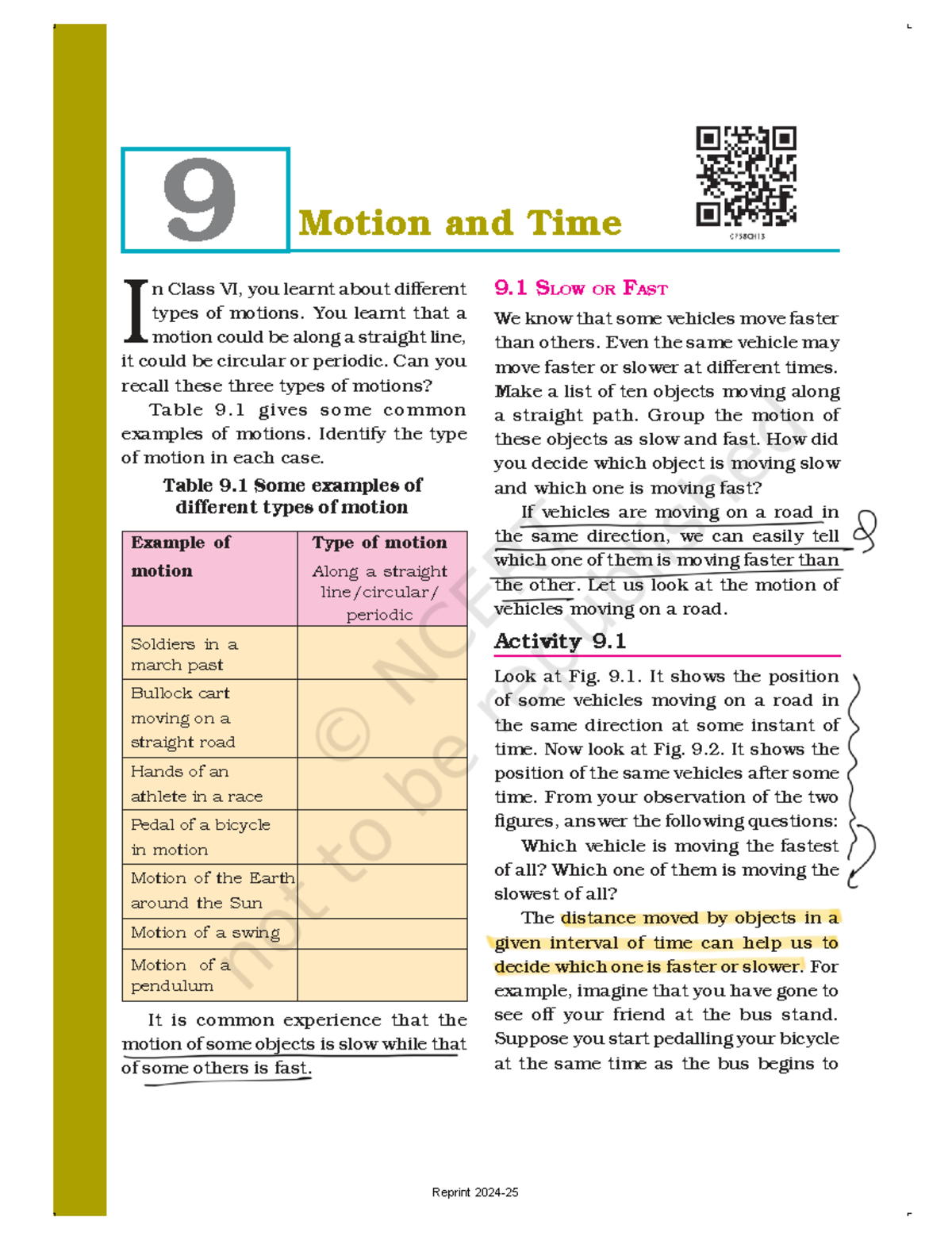 Motion and Time: Class VI Science Notes (7 - Reading) - Studocu