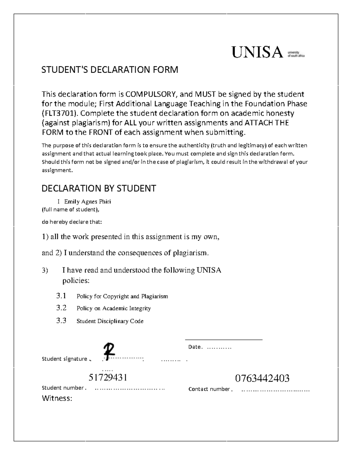 FLT Assignment 2 - FIRST ADDITIONAL LANGUAGE - UNISA STUDENT'S ...