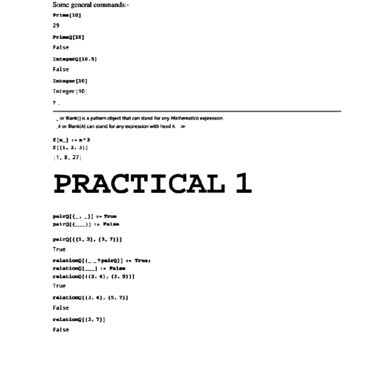 Practical Work on Relations and Boolean Functions (Isha-1826) - Studocu