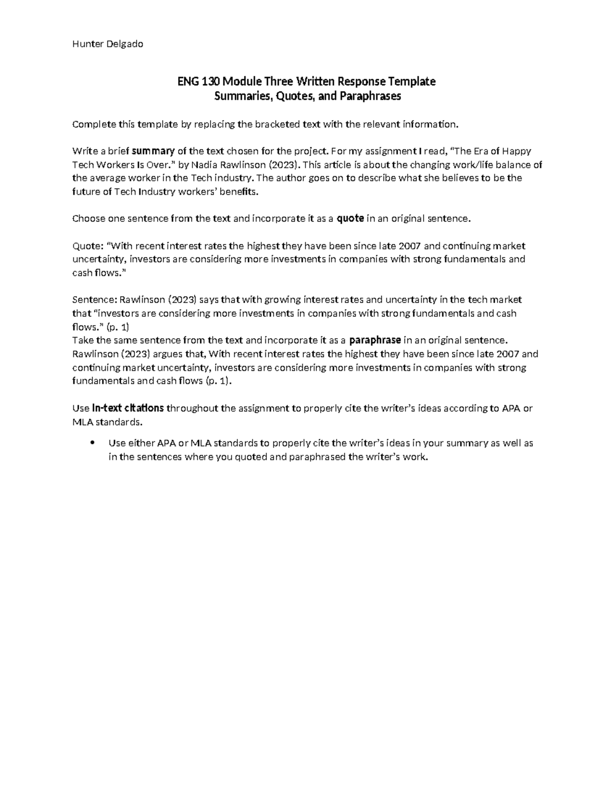 Hunter Delgado ENG 130 Module Three Written Response Template - Write a ...