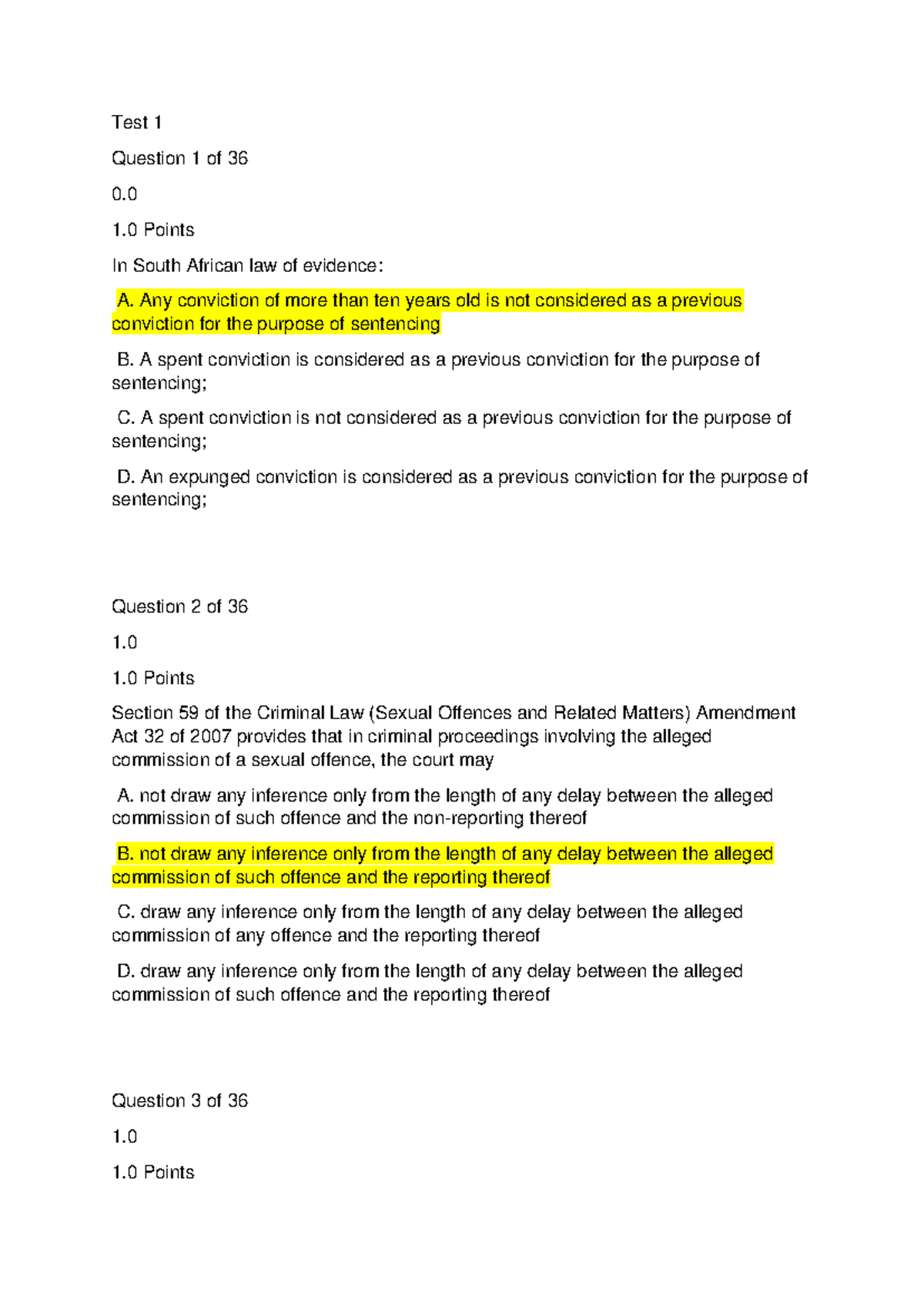EVI Compiled Evidence Test Questions 1-4 for Study Reference - Studocu
