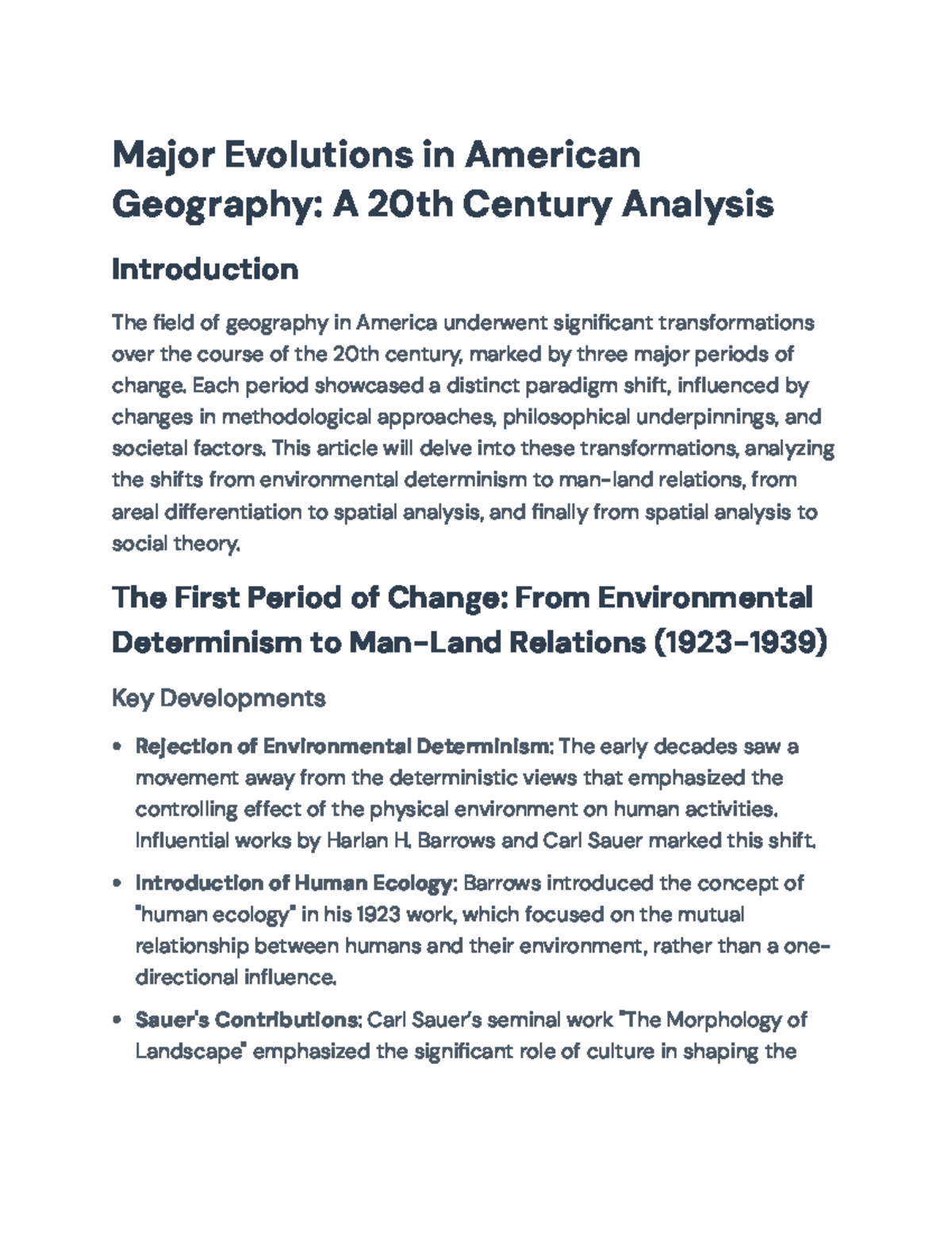 Major Evolutions in American Geography: 20th Century Overview - Major ...