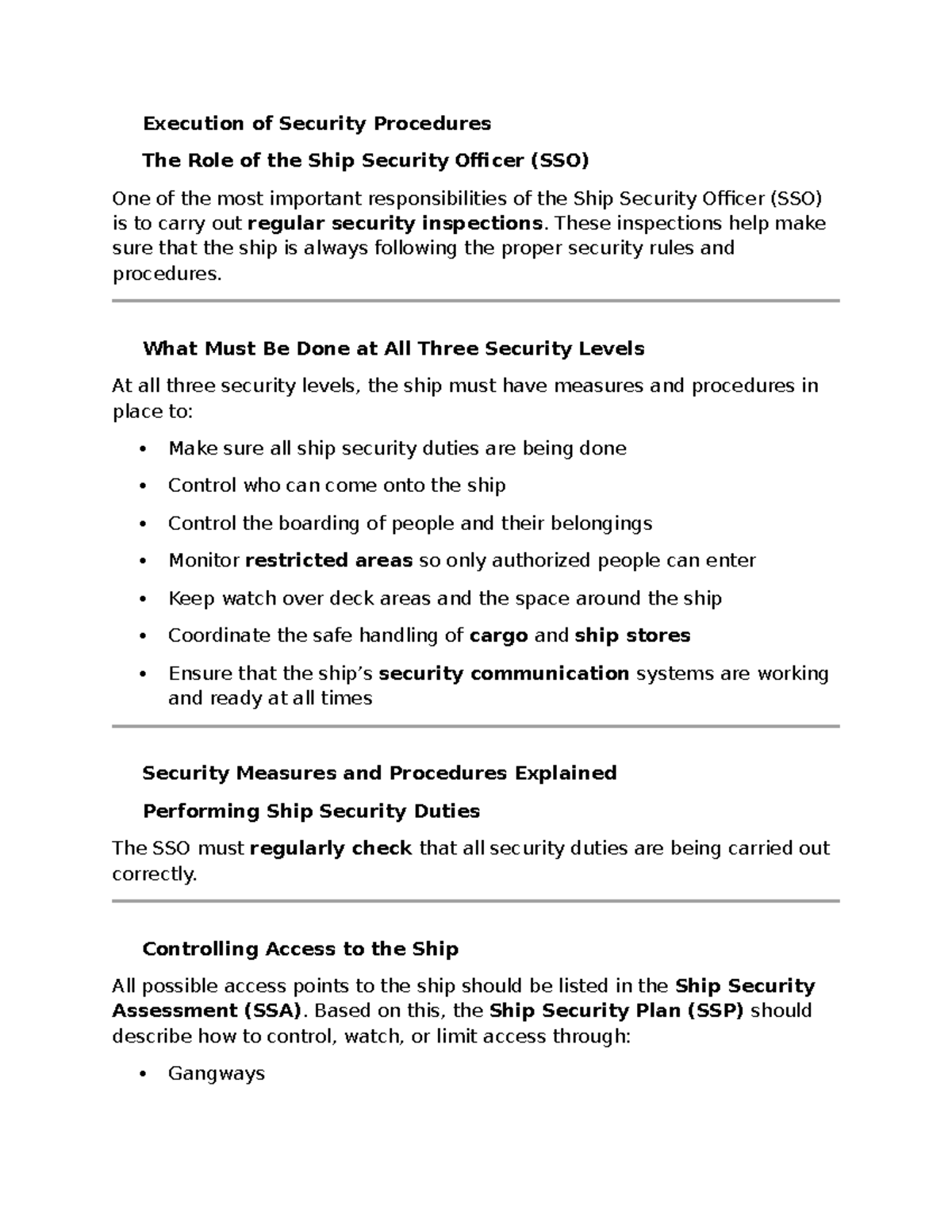 15 - Security Procedures and the Role of the Ship Security Officer (SSO ...