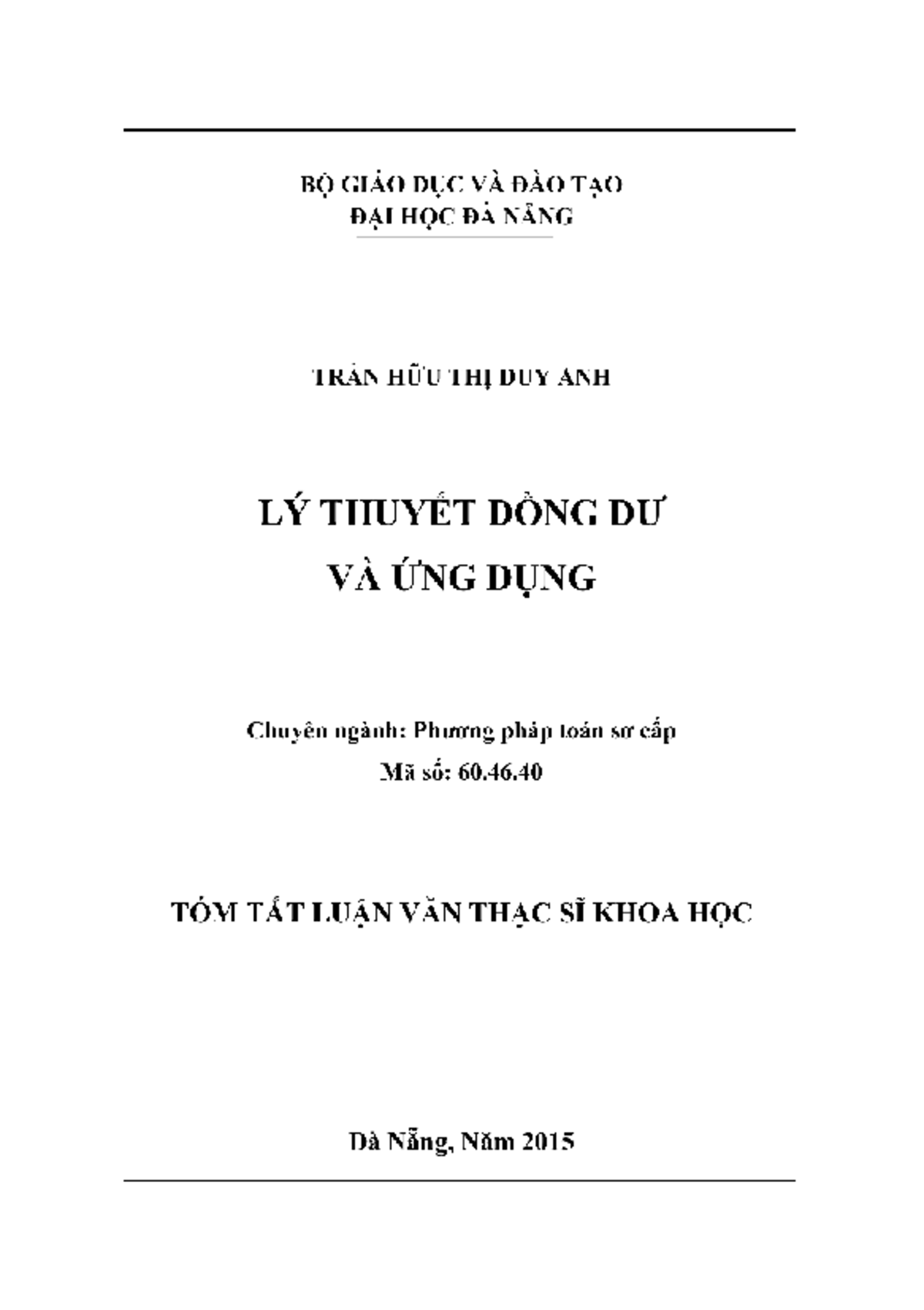 Ly thuyet dong du - BQ GIÁO DUC VA DÃO TAO DAI HQC DA NANG TRAN HÜU THI ...