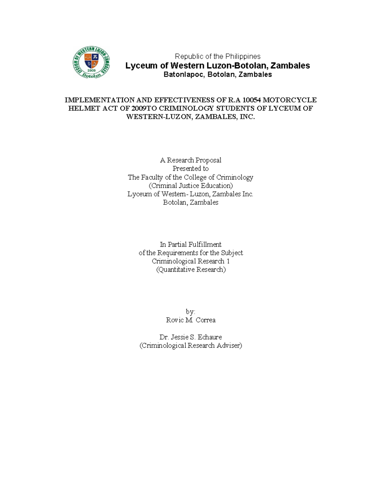 Effectiveness of R.A. 10054: Motorcycle Helmet Act Study for ...