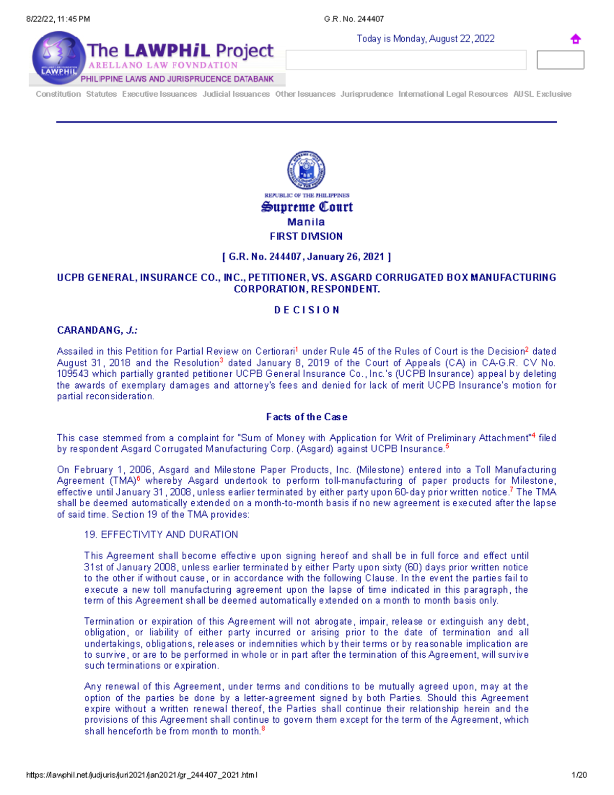 UCPB Gen vs Asgard Box G.R. No. 244407: Insurance Liability Dispute ...