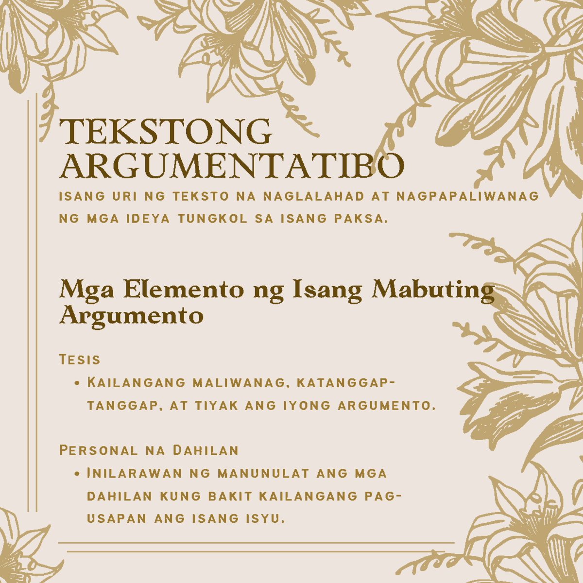 Tekstong Argumentatibo: Pagsusuri at Mga Hakbang sa Pagsulat - Studocu