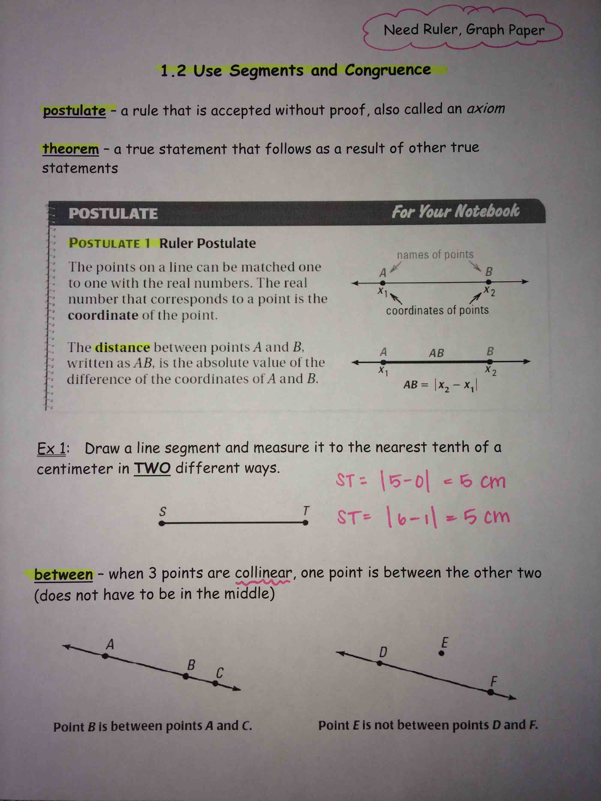 1 - math - Need Ruler, Graph Paper 1 Use Segments and Congruence ...