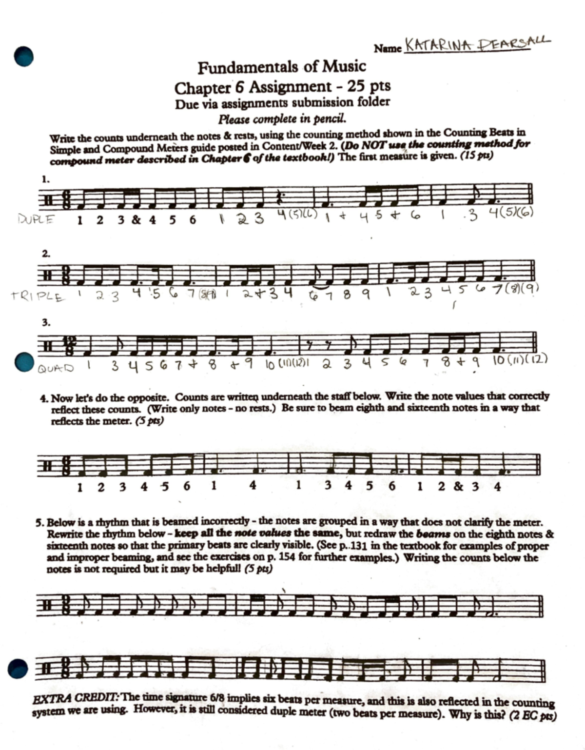 MUSC 1030 / Fundamentals of Music / CH. 6 / Homework Assignment ...