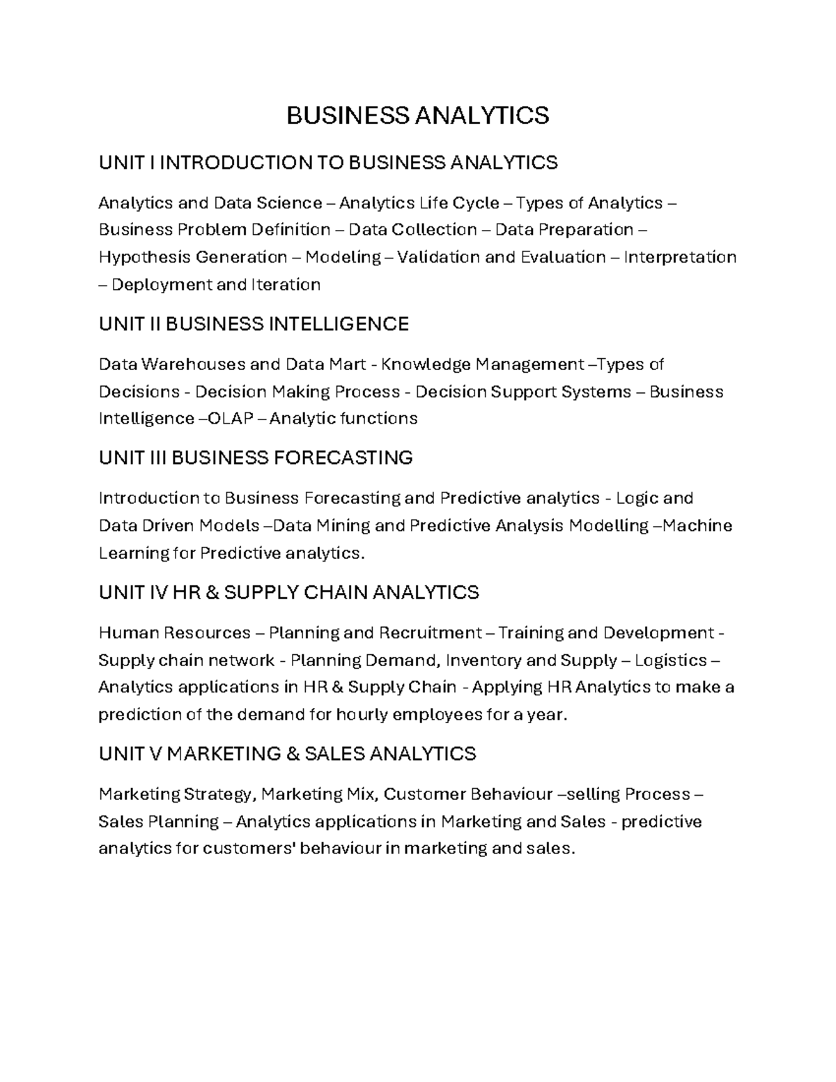 Business Analytics Overview: Key Concepts and Applications - Studocu