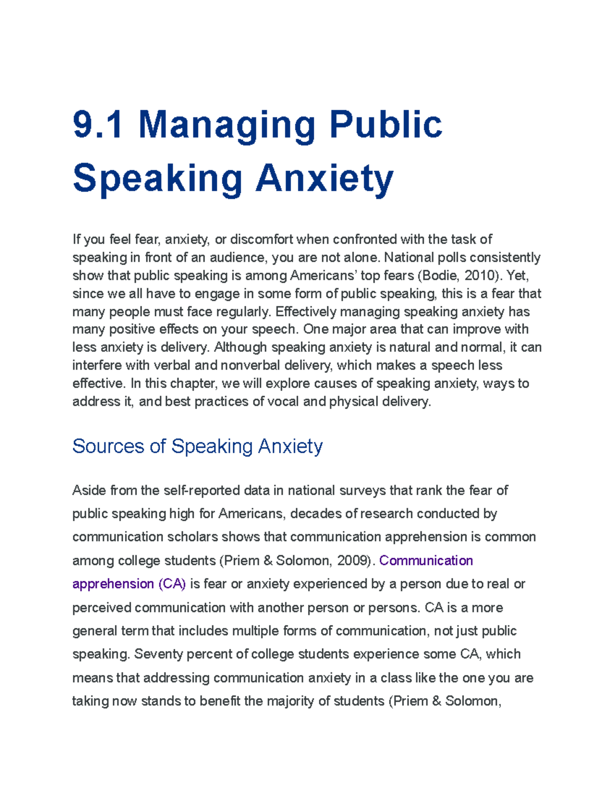 Managing Public Speaking Anxiety: Strategies & Techniques (9.1) - Studocu